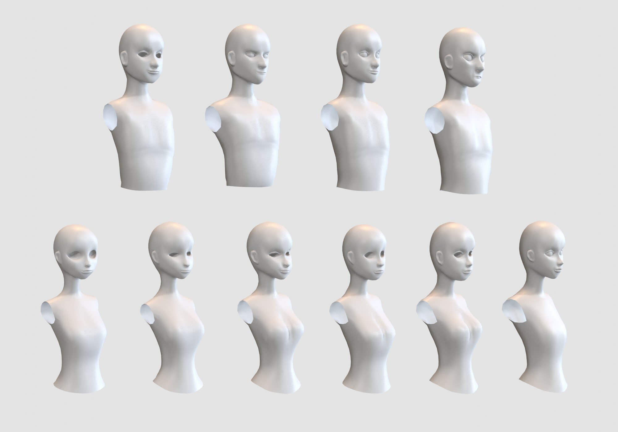 Female and Male Upper Body Collection - 3D Model by nickianimations
