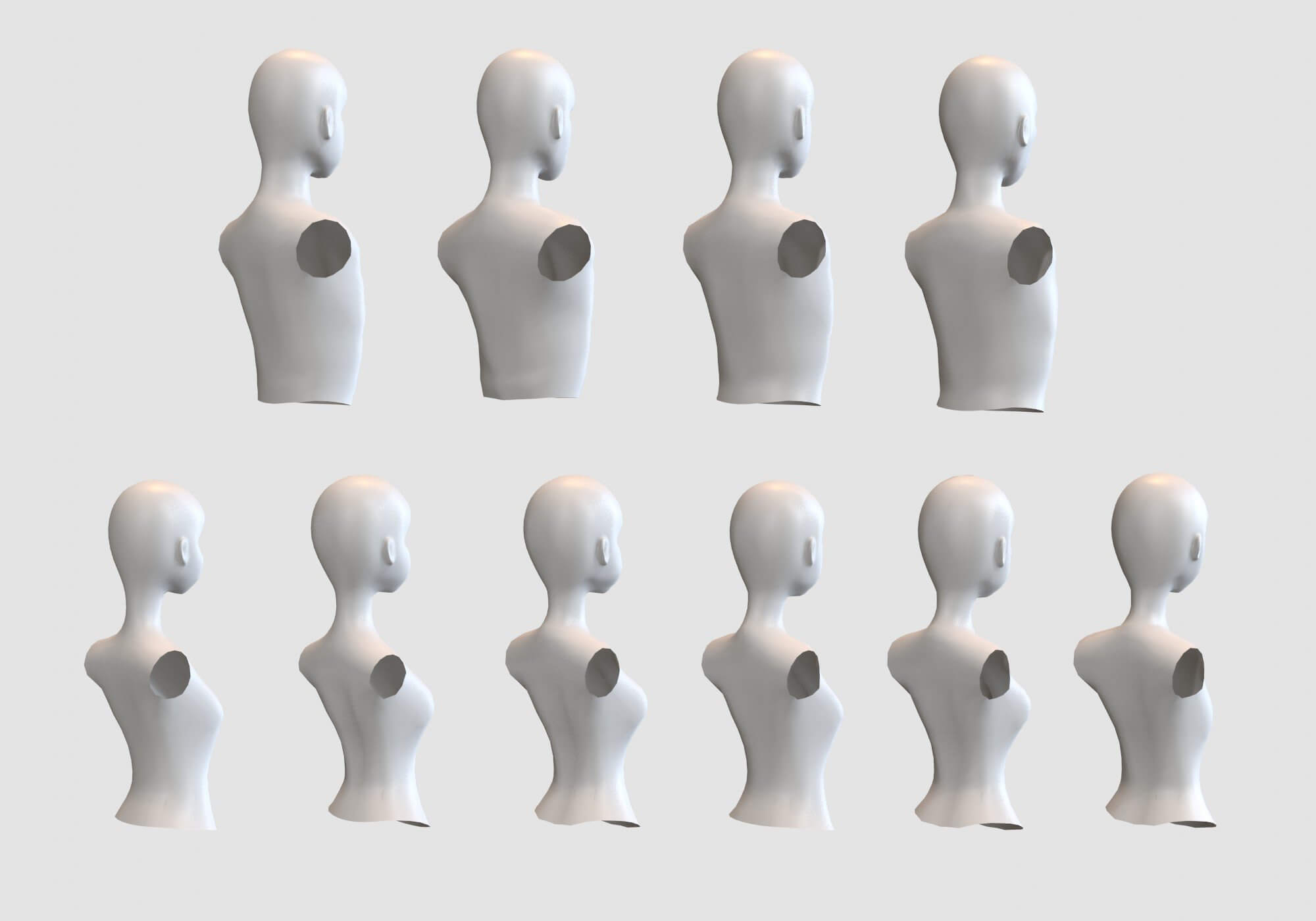 Female and Male Upper Body Collection - 3D Model by nickianimations