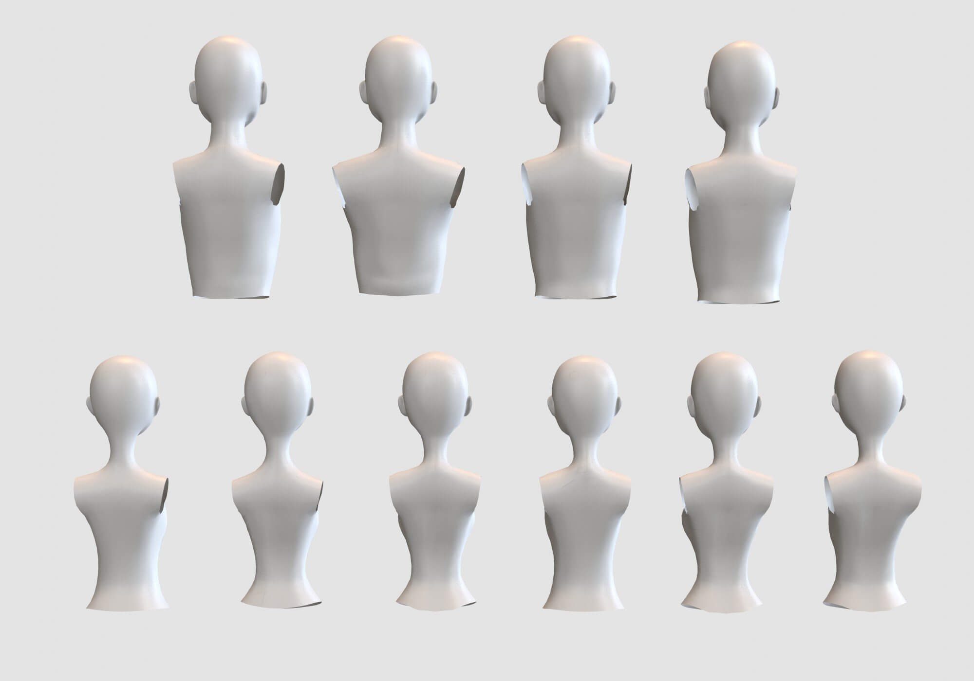 Female and Male Upper Body Collection - 3D Model by nickianimations