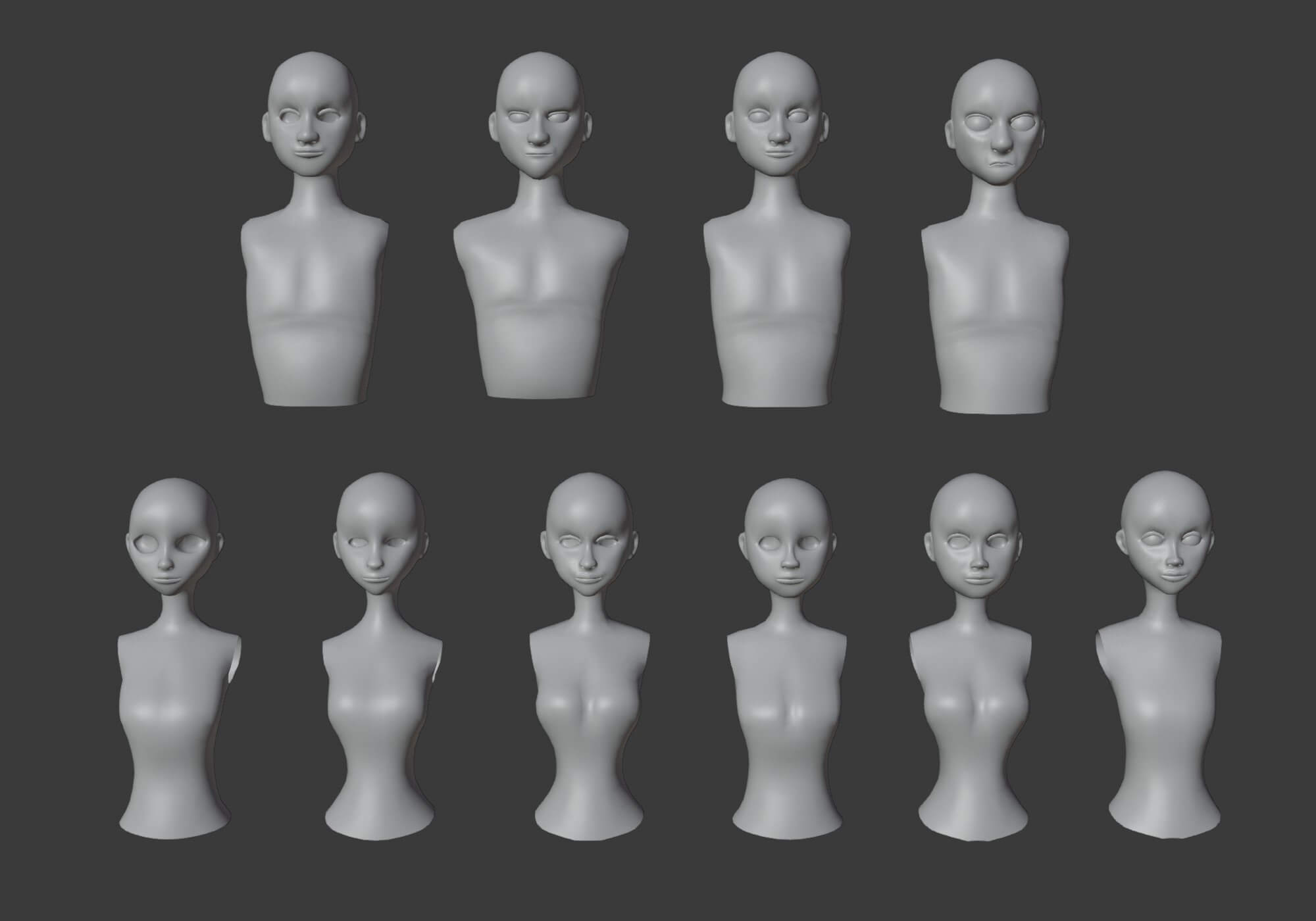 Female and Male Upper Body Collection - 3D Model by nickianimations