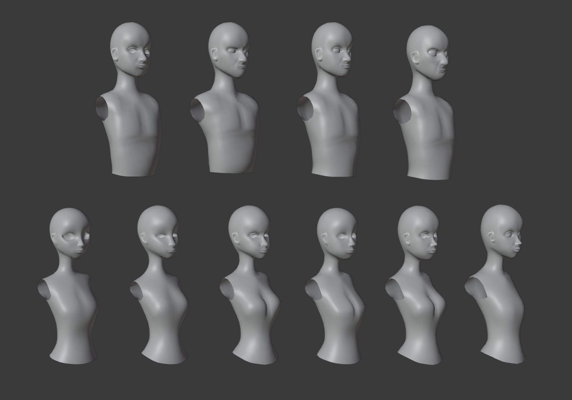 Female and Male Upper Body Collection - 3D Model by nickianimations
