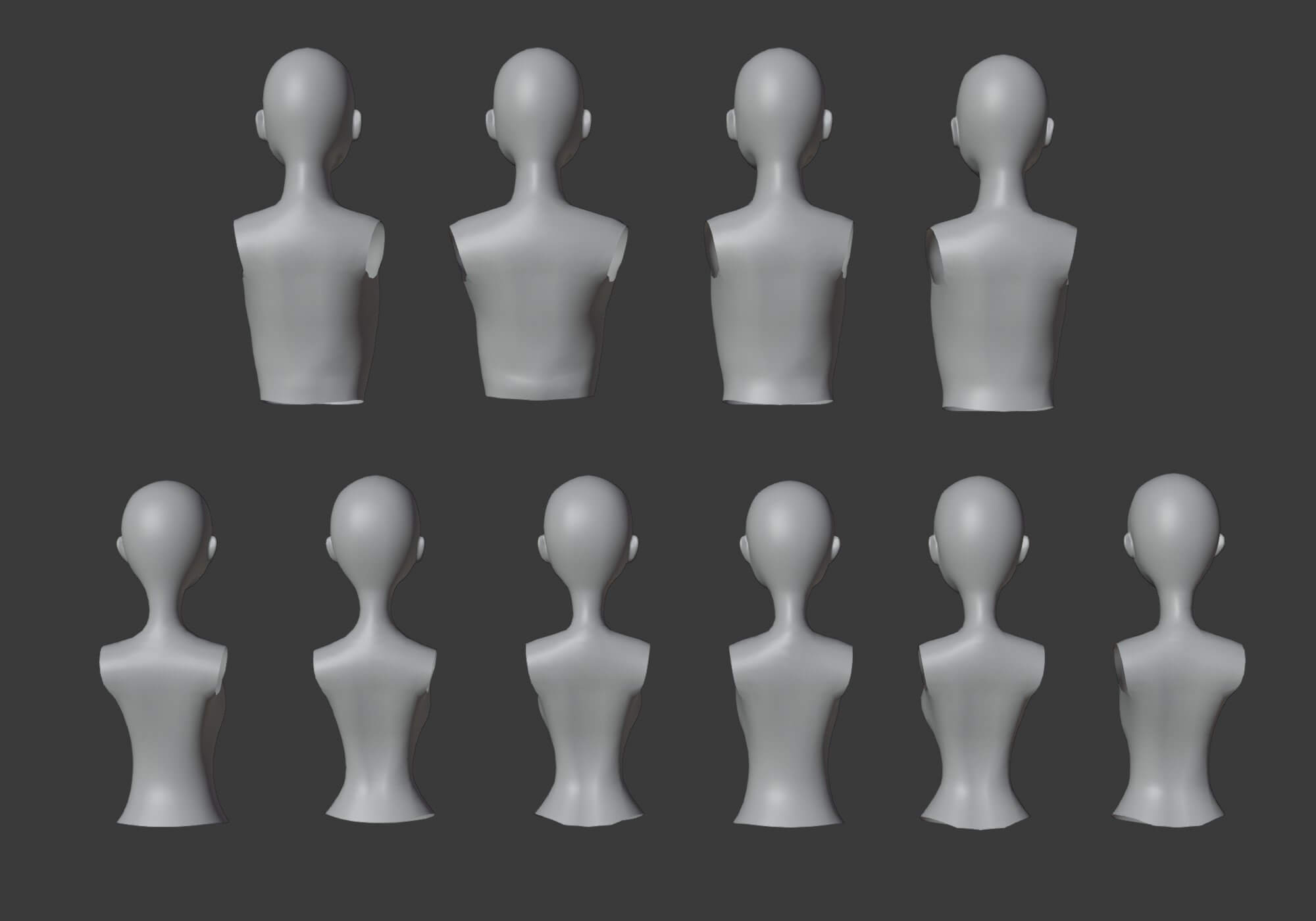 Female and Male Upper Body Collection - 3D Model by nickianimations