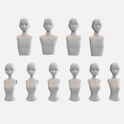 Female and Male Upper Body Collection - 3D Model by nickianimations