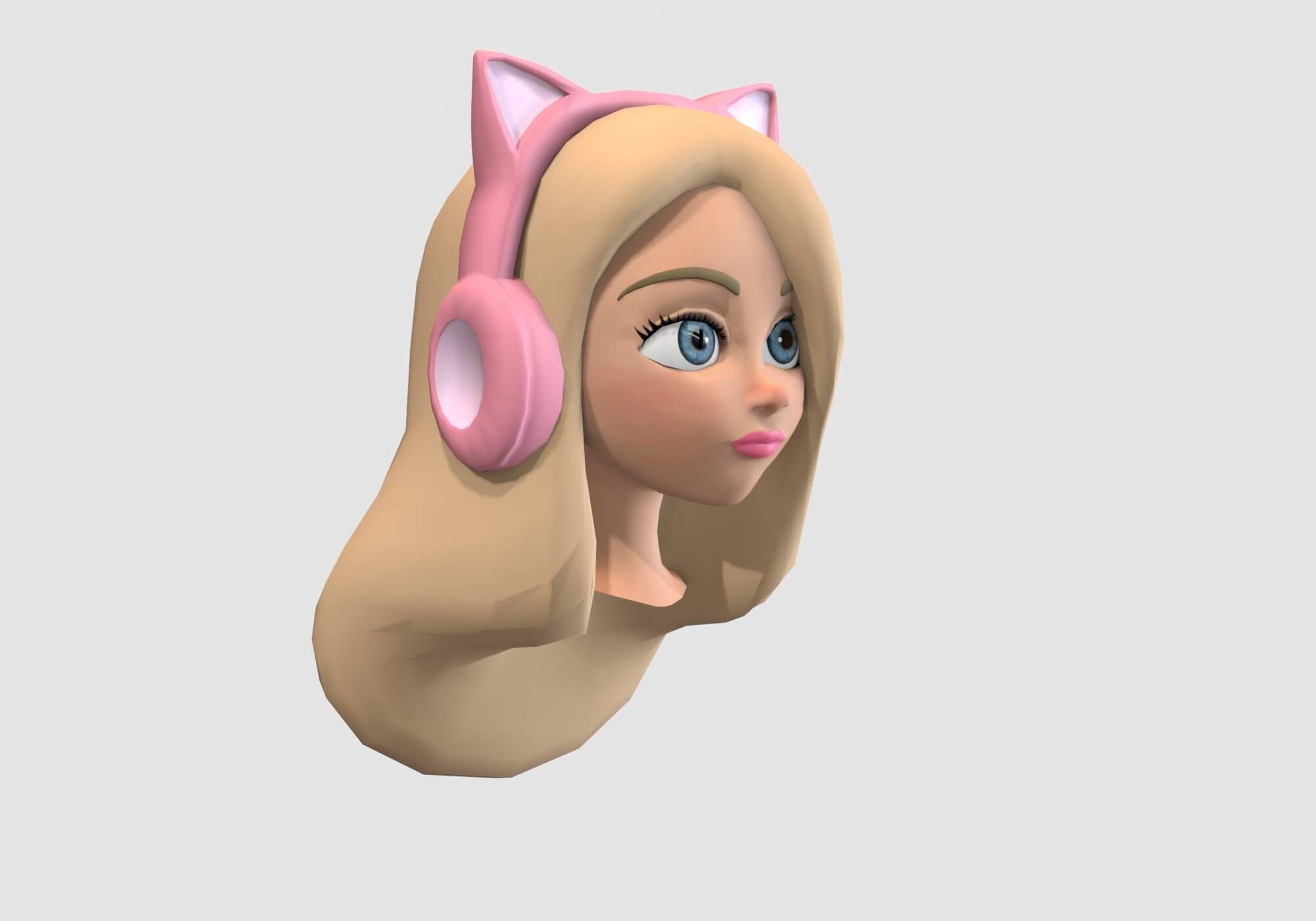 Female Cartoon Head - 3D Model by nickianimations
