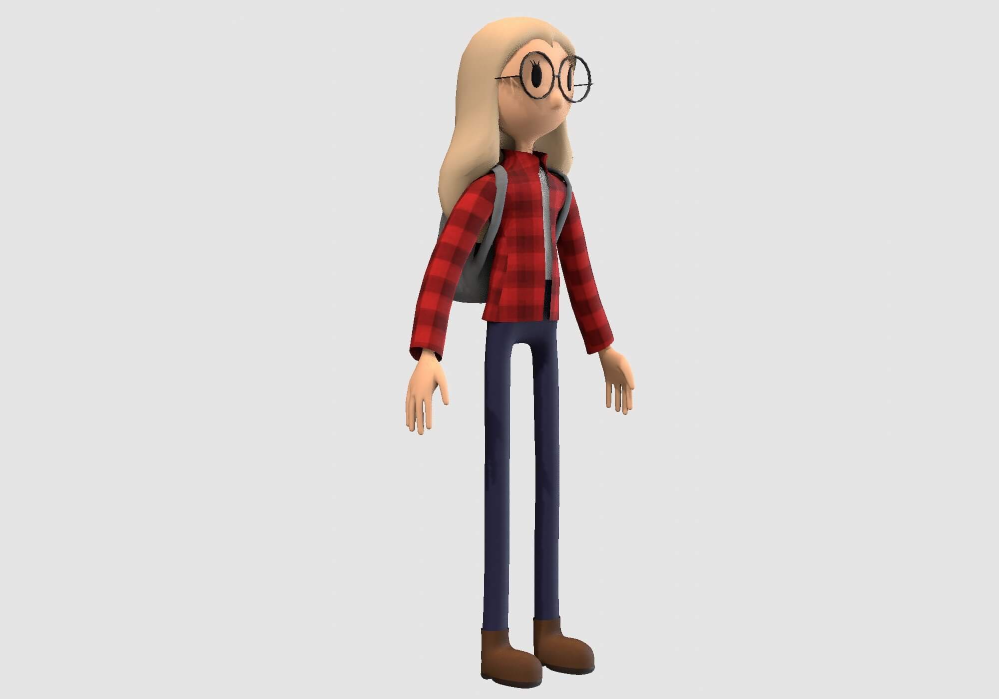 Female Cartoon Student - 3D Model by nickianimations