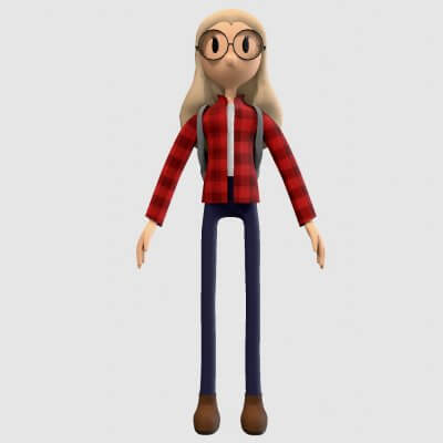Female Cartoon Student - 3D Model by nickianimations