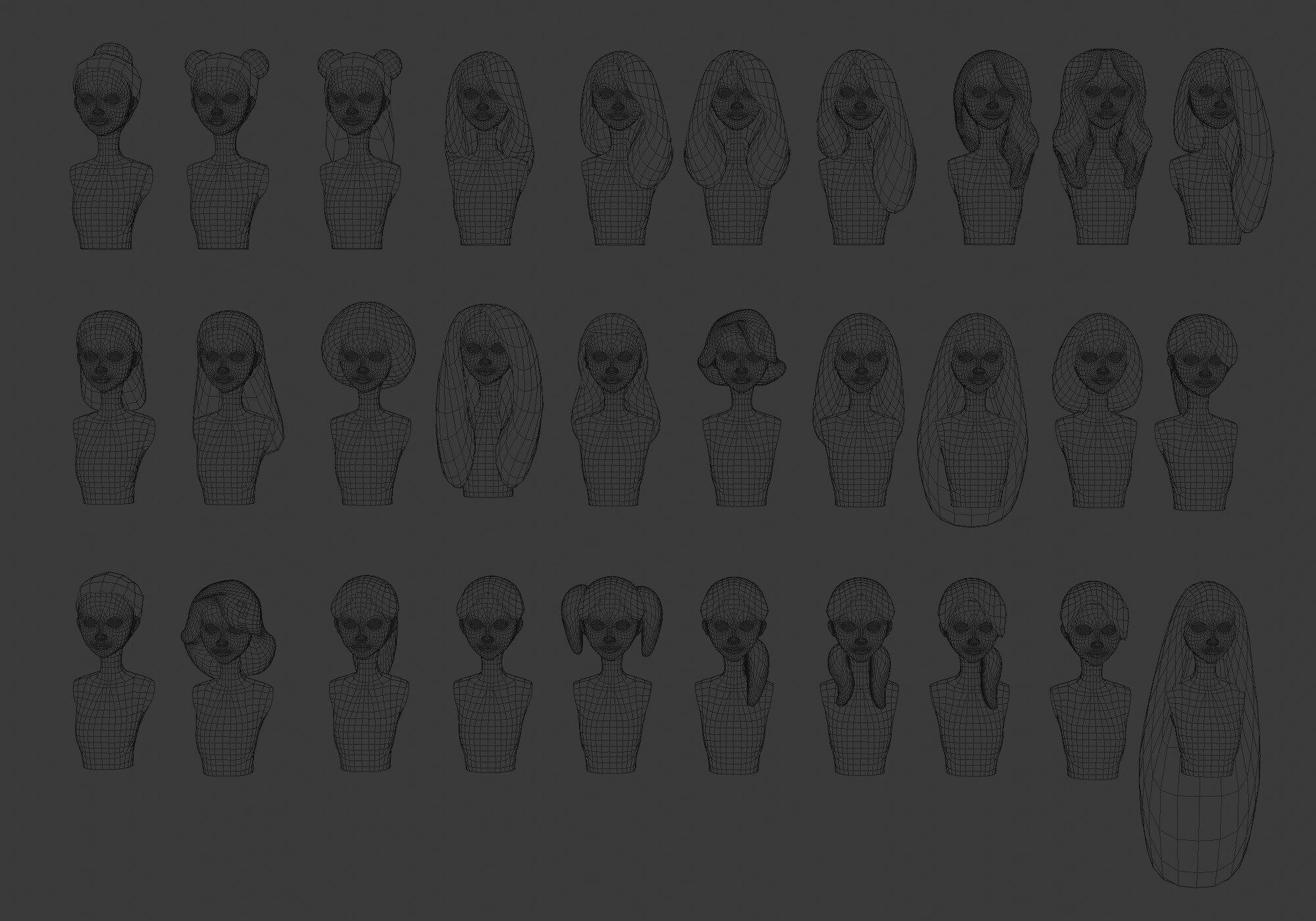 Hairstyles Collection - 3D Model by nickianimations