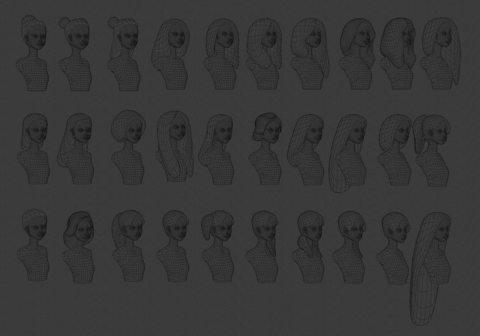 Hairstyles Collection - 3D Model by nickianimations