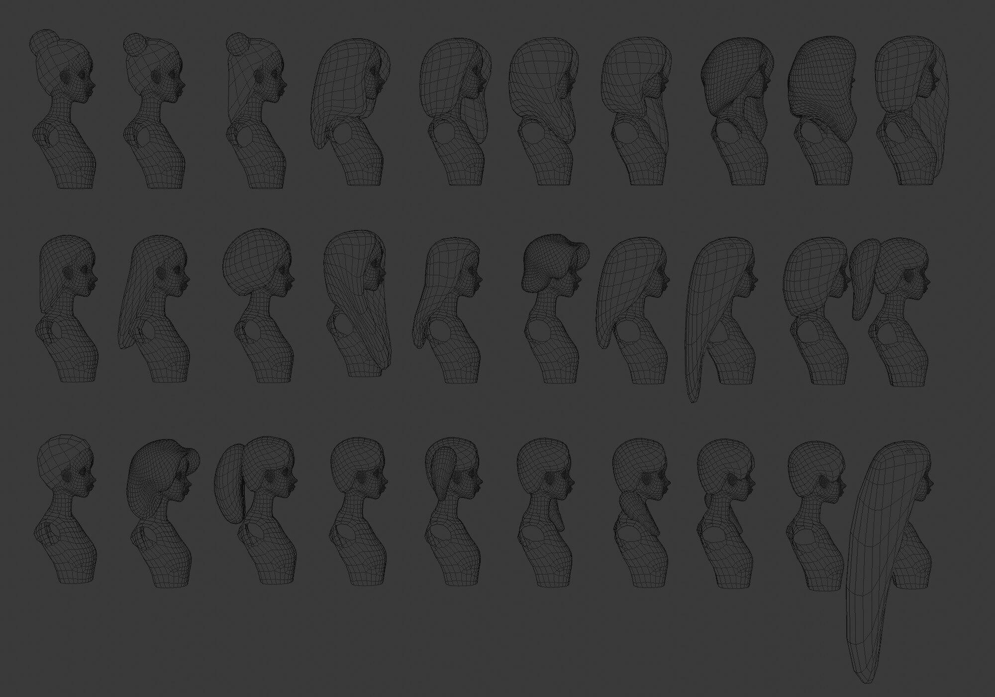 Hairstyles Collection - 3D Model by nickianimations