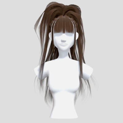 High Pigtail Hairstyle - 3D Model by nickianimations