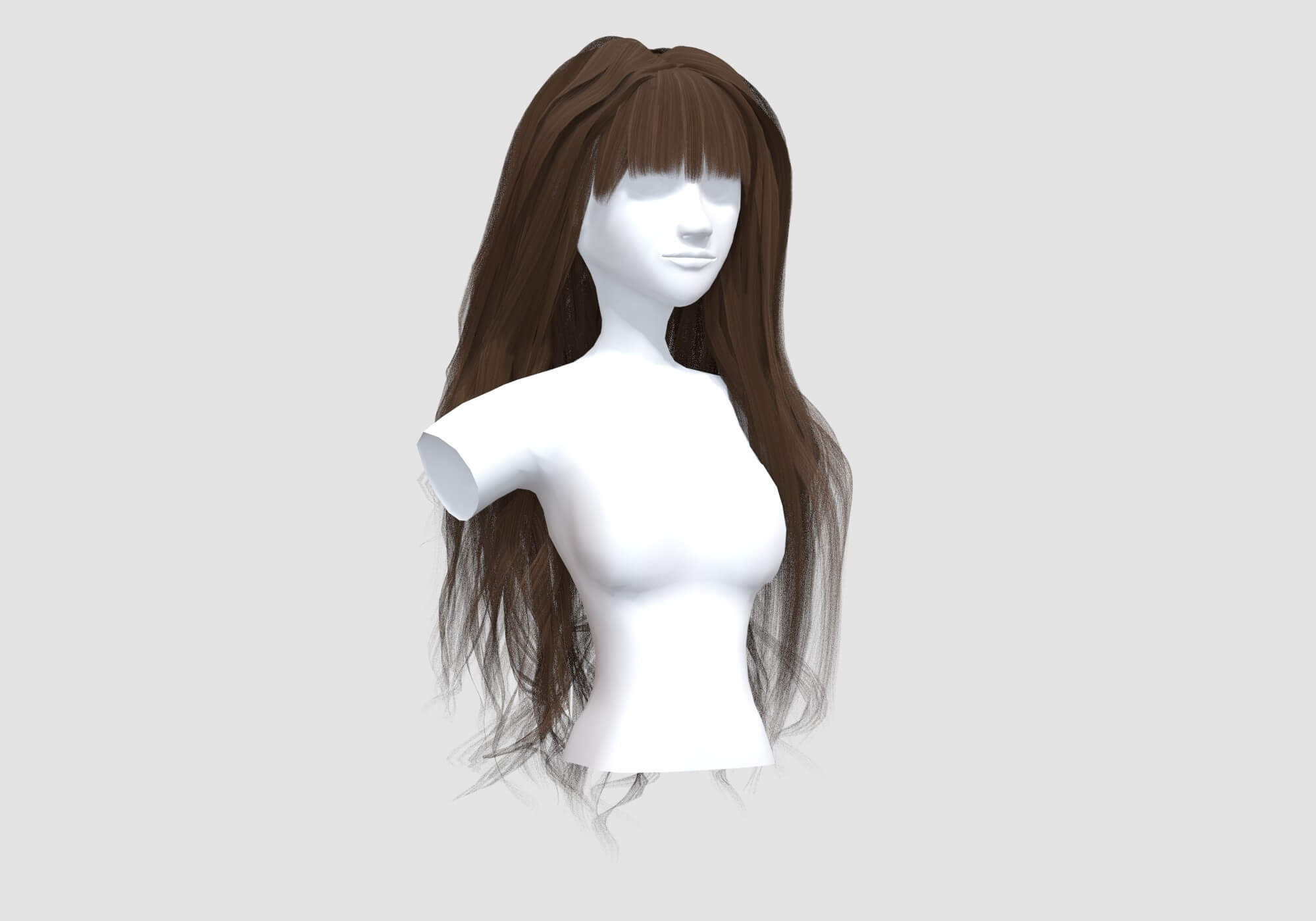 Long Straight Hairstyle - 3D Model by nickianimations