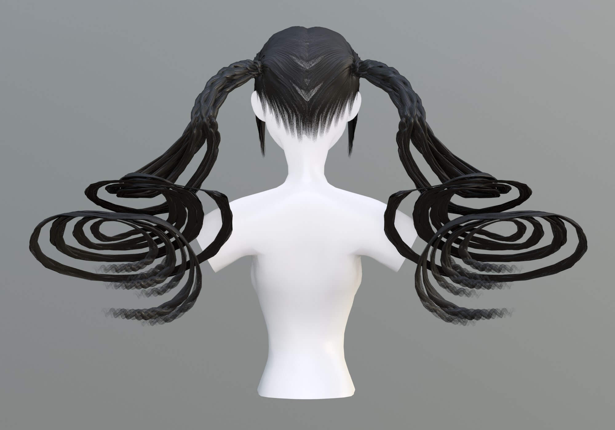 Long Swirled Hair - 3D Model by nickianimations