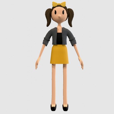 Lovely Cartoon Girl - 3D Model by nickianimations