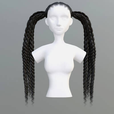 Pigtails Braids Hairstyle - 3D Model by nickianimations