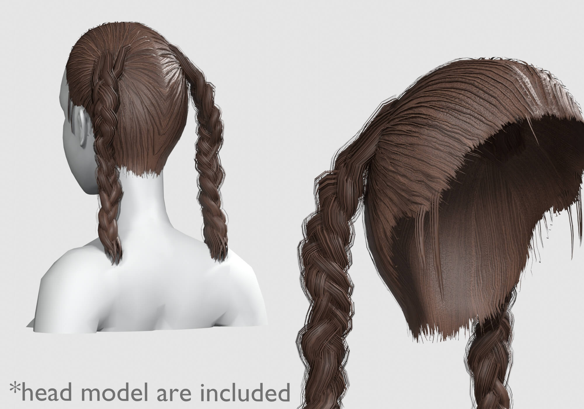 Pigtails Braids Hairstyle V8907 - 3D Model by nickianimations