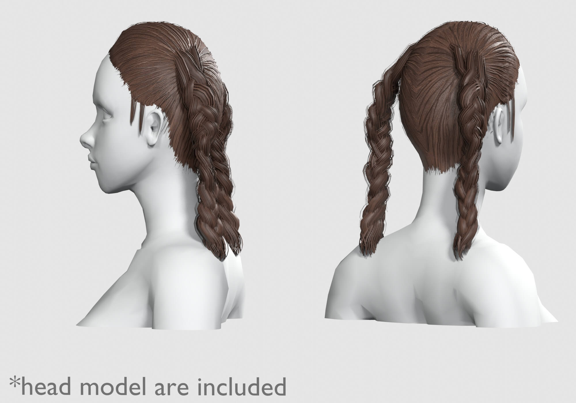 Pigtails Braids Hairstyle V8907 - 3D Model by nickianimations