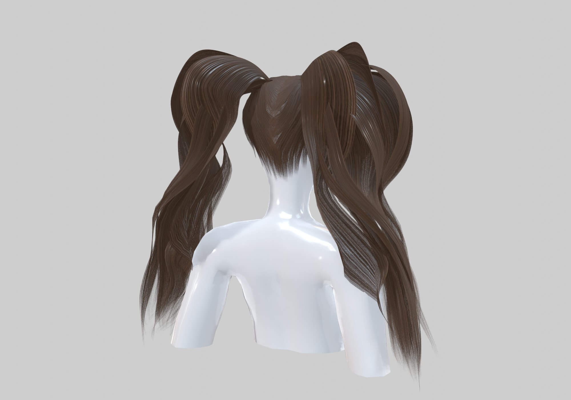 Pigtails Wavy Hairstyle V28496 - 3D Model by nickianimations