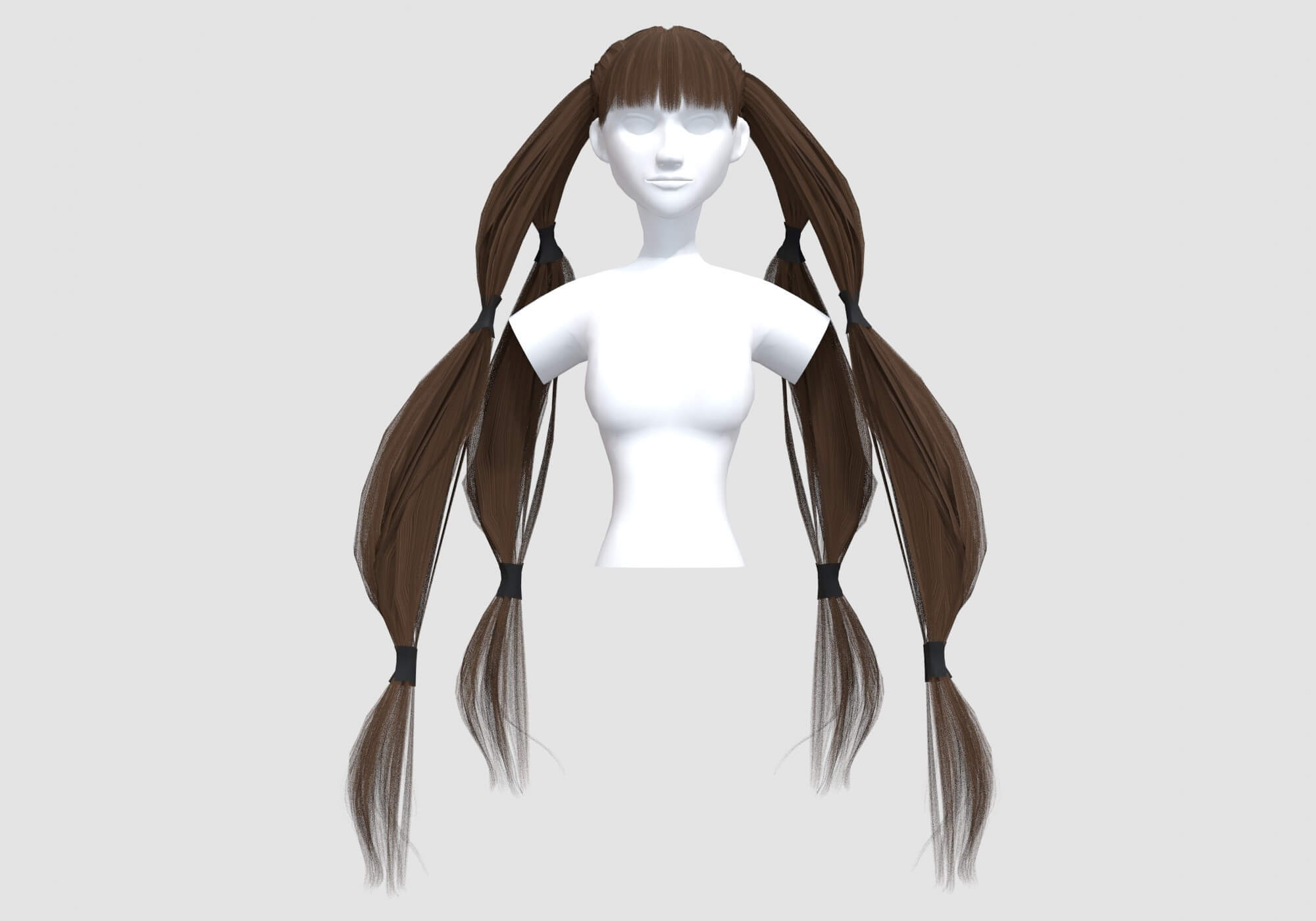 Ponytails Pigtails Hairstyle - 3D Model by nickianimations