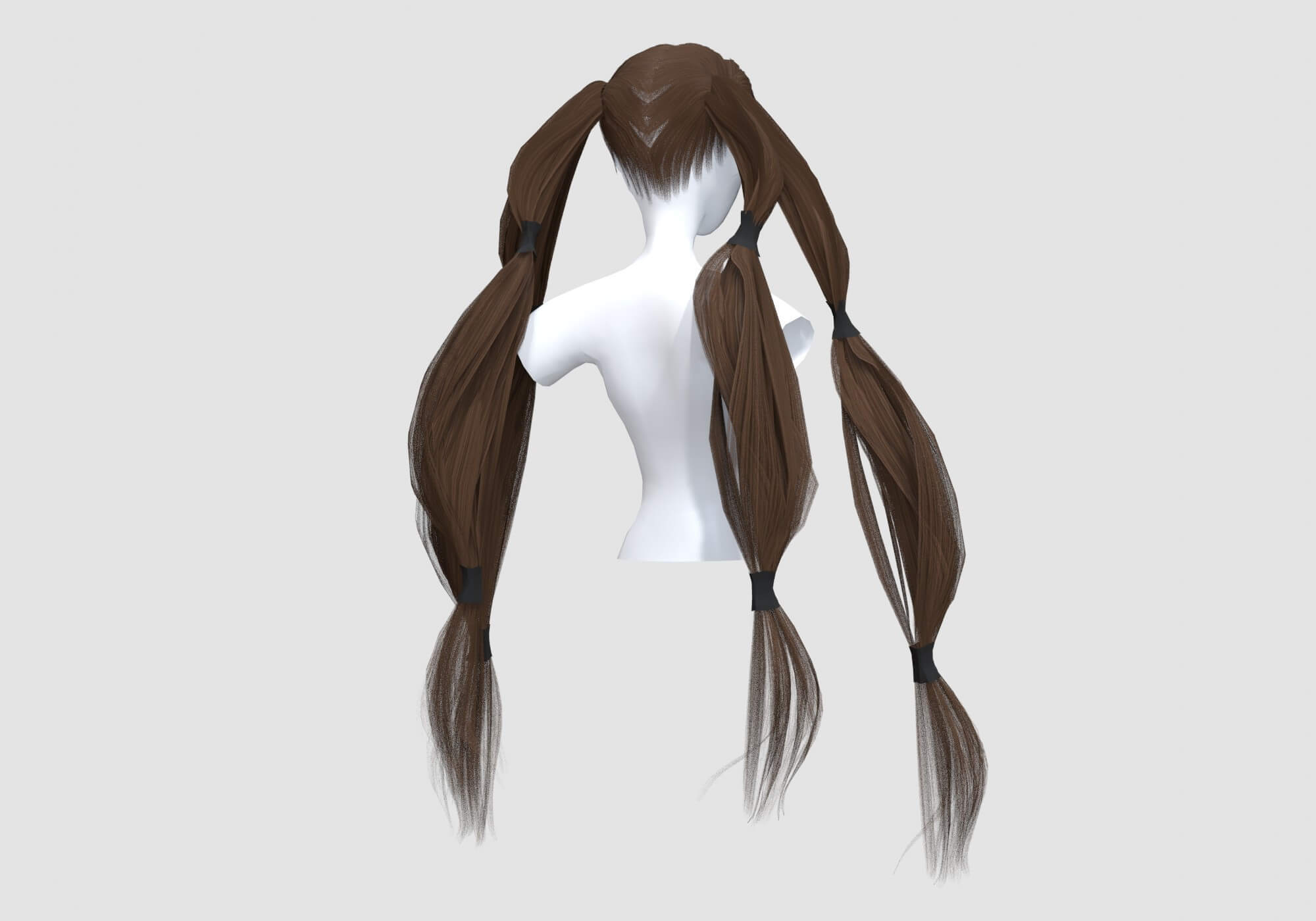 Ponytails Pigtails Hairstyle - 3D Model by nickianimations