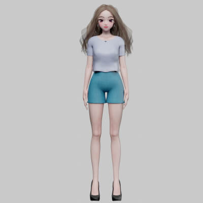 Pretty Anime Girl V31352 - 3D Model by nickianimations