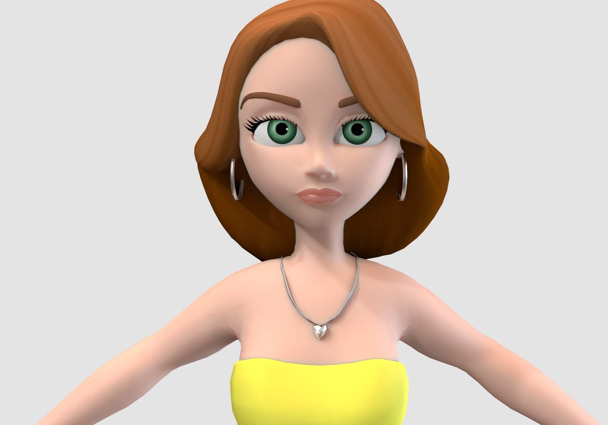 Pretty Cartoon Girl - 3D Model by nickianimations