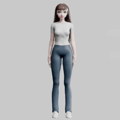 Pretty Cartoon Woman V27591 - 3D Model by nickianimations