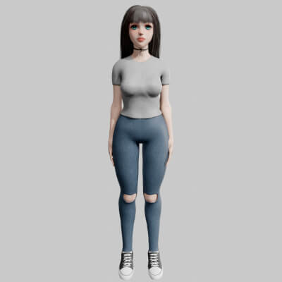 Pretty Cartoon Woman V32132 - 3D Model by nickianimations