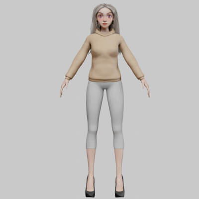 Pretty Cute Girl V35180 - 3D Model by nickianimations