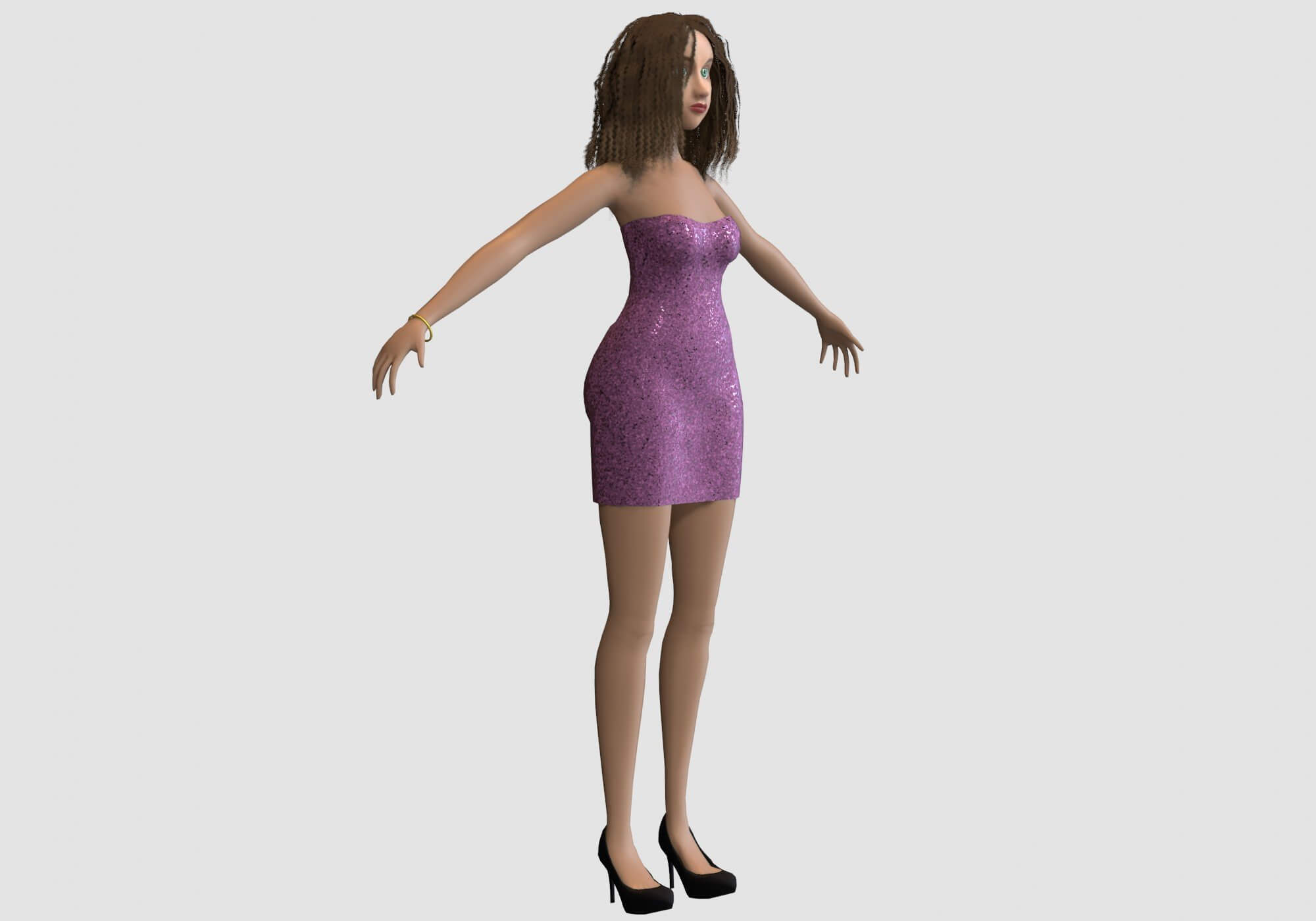 Pretty Party Woman - 3D Model by nickianimations