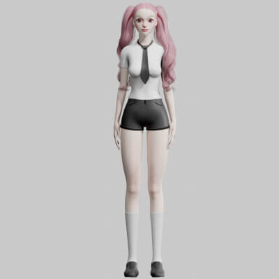 Pretty Young Woman V35322 - 3D Model by nickianimations