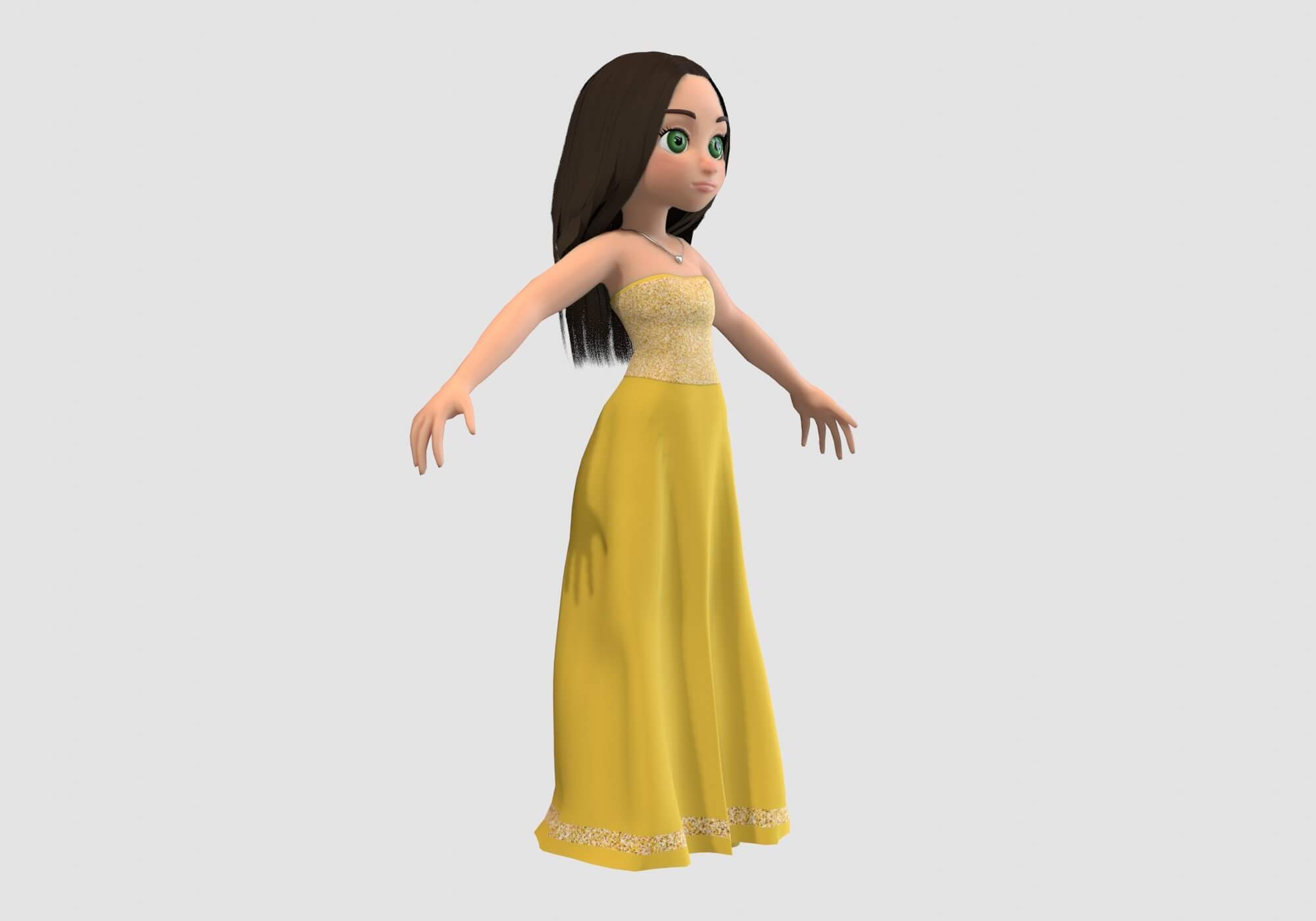 Princess Cartoon Girl - 3D Model by nickianimations