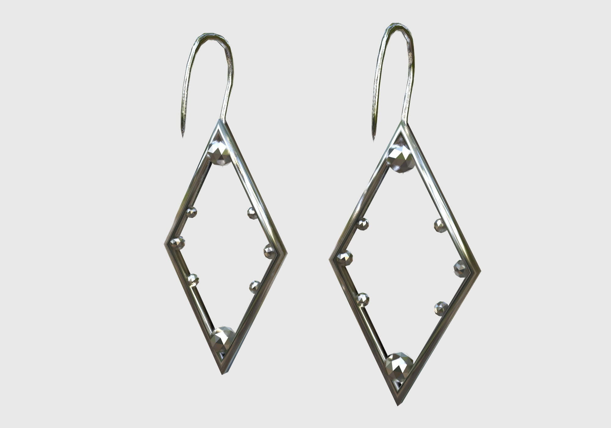 Rhombus Earrings Jewelry v980 - 3D Model by nickianimations