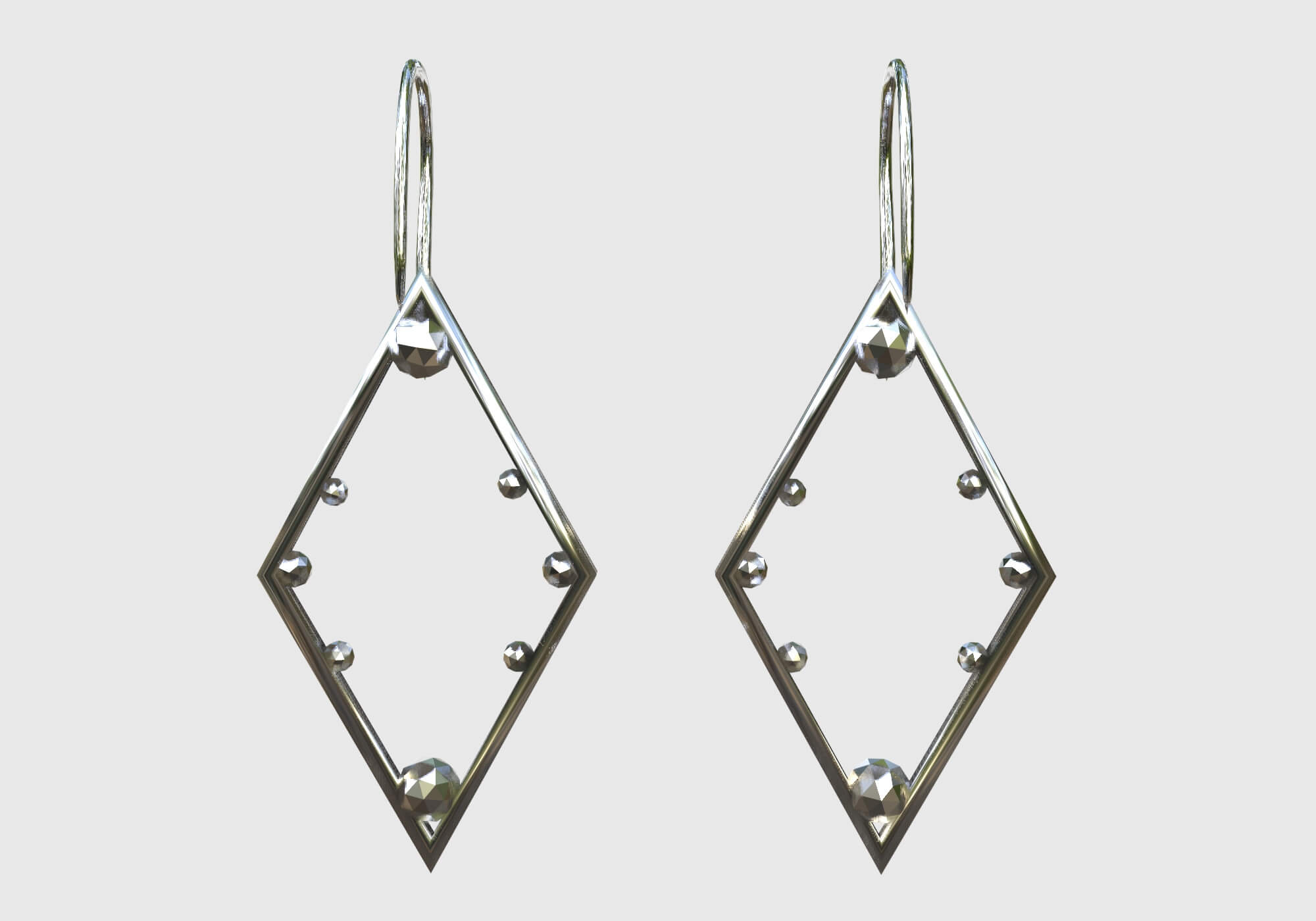 Rhombus Earrings Jewelry v980 - 3D Model by nickianimations