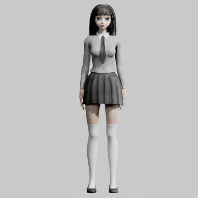 School Anime Girl V29545 - 3D Model by nickianimations