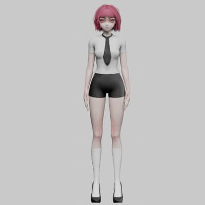 School Anime Girl V31574 - 3D Model by nickianimations