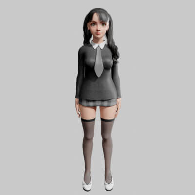 School Student Woman V36151 - 3D Model by nickianimations