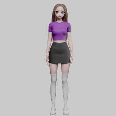 Standard Basic Girl V33852 - 3D Model by nickianimations