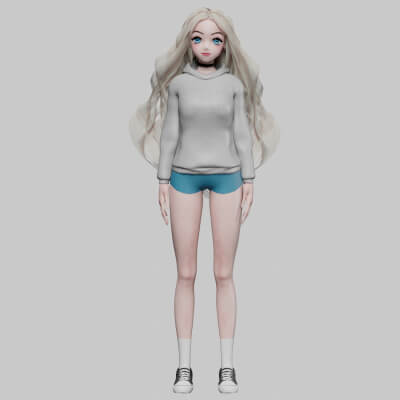 Standard Basic Girl V40068 - 3D Model by nickianimations