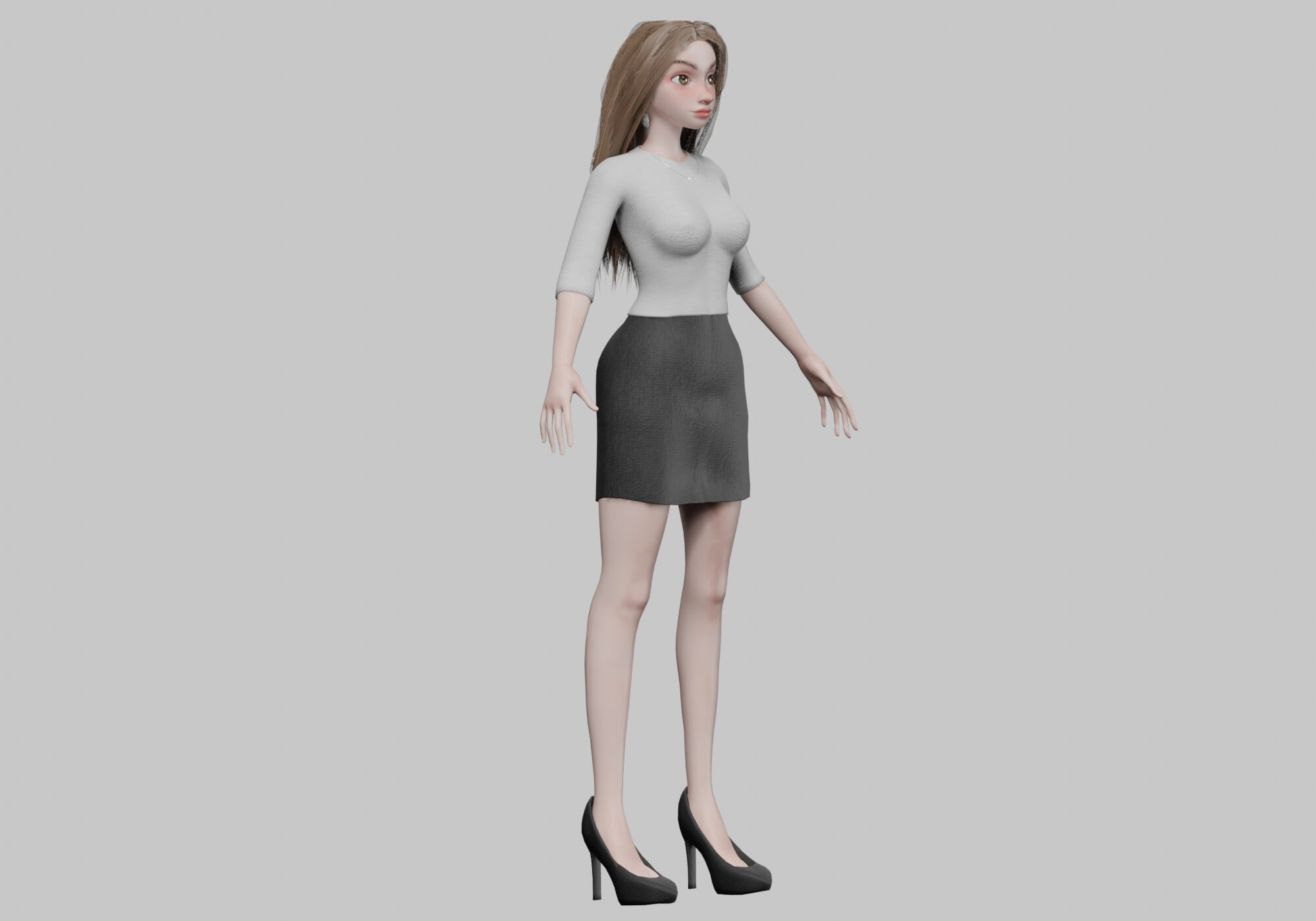 Standard Cartoon Girl V31288 - 3D Model by nickianimations