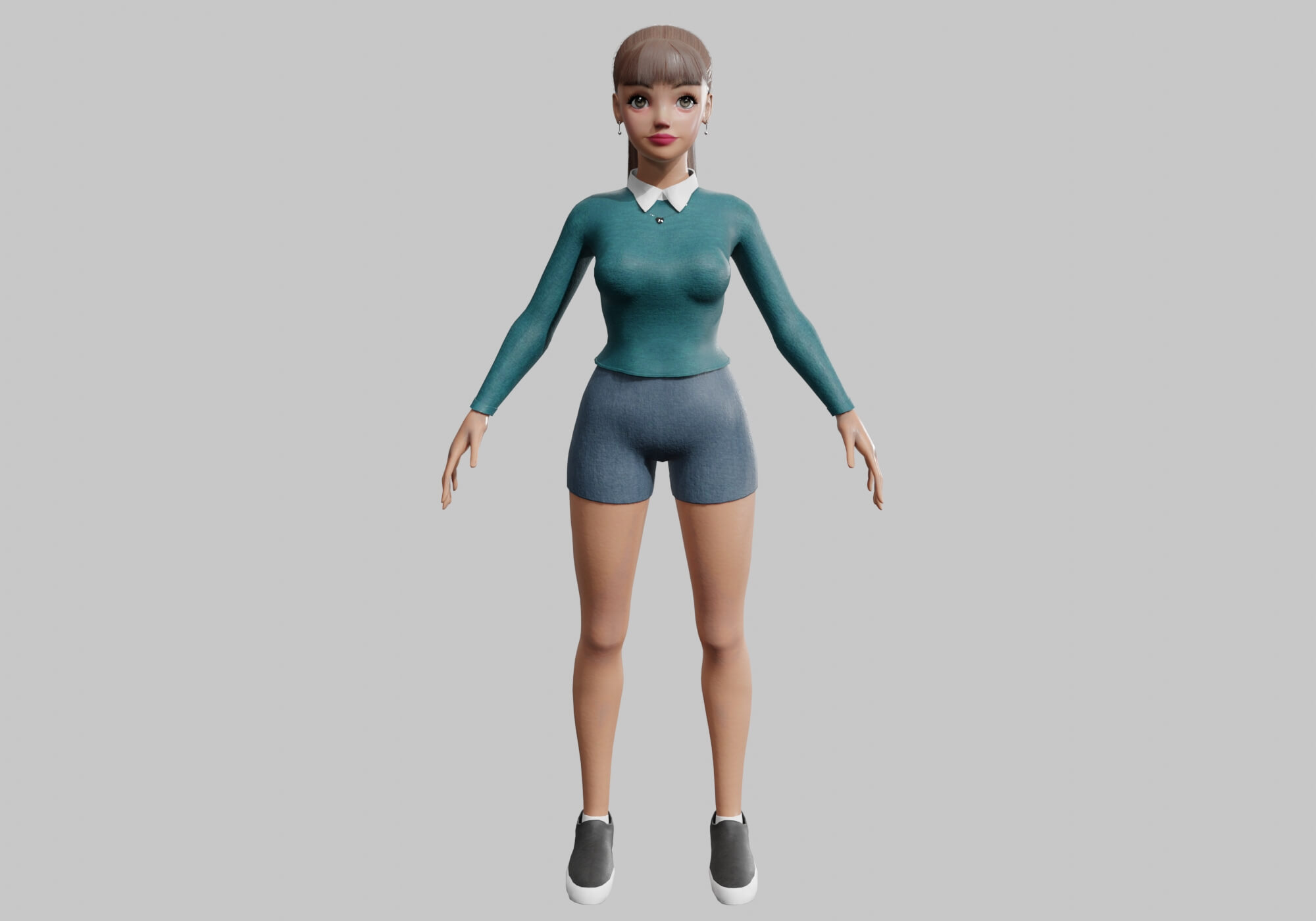 Standard Cute Woman V22444 - 3D Model by nickianimations