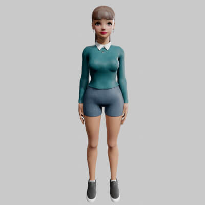 Standard Cute Woman V22444 - 3D Model by nickianimations