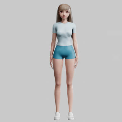 Standard Cute Woman V28924 - 3D Model by nickianimations
