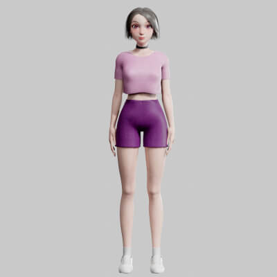 Standard Cute Woman V30265 - 3D Model by nickianimations