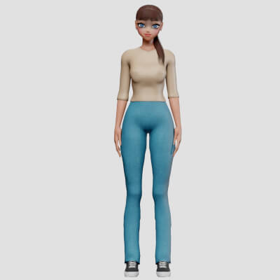 Stylized Anime Girl V22425 - 3D Model by nickianimations