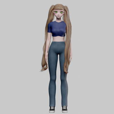 Stylized Anime Girl V44500 - 3D Model by nickianimations
