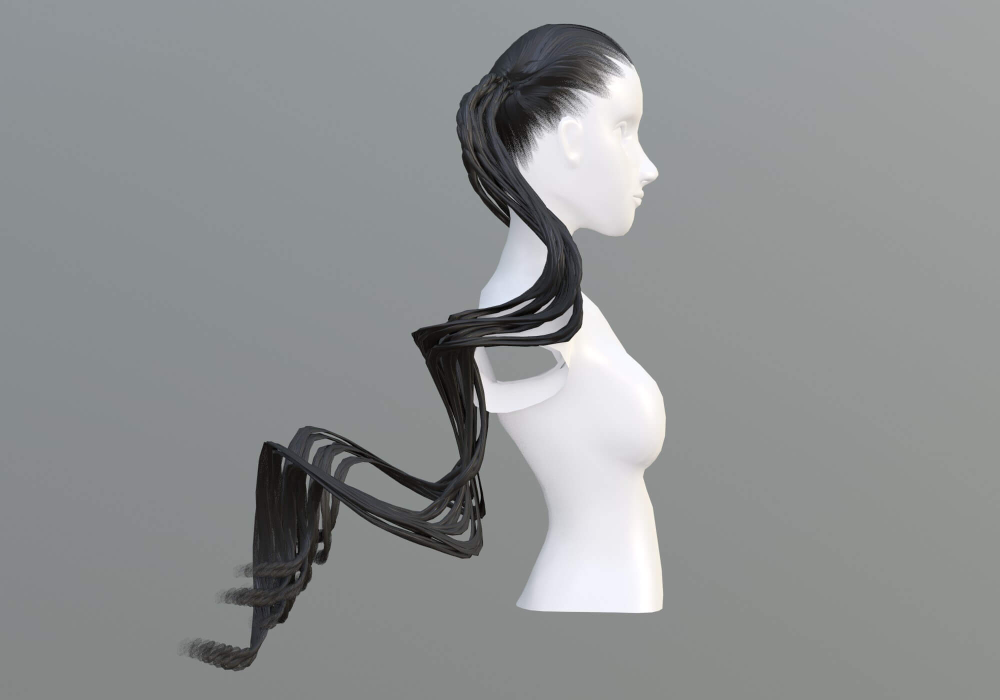 Swirled Female Hair - 3D Model by nickianimations