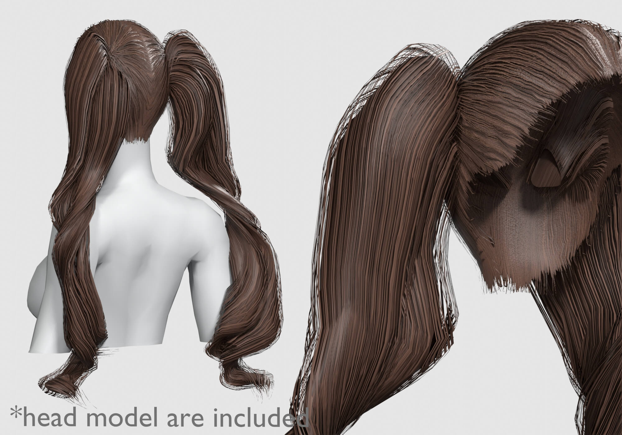 Thick Pigtails Hairstyle V16772 - 3D Model by nickianimations