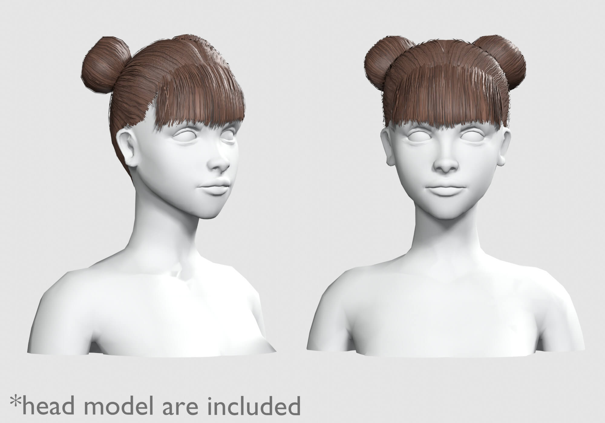 Two Bun Hairstyle V4702 - 3D Model by nickianimations