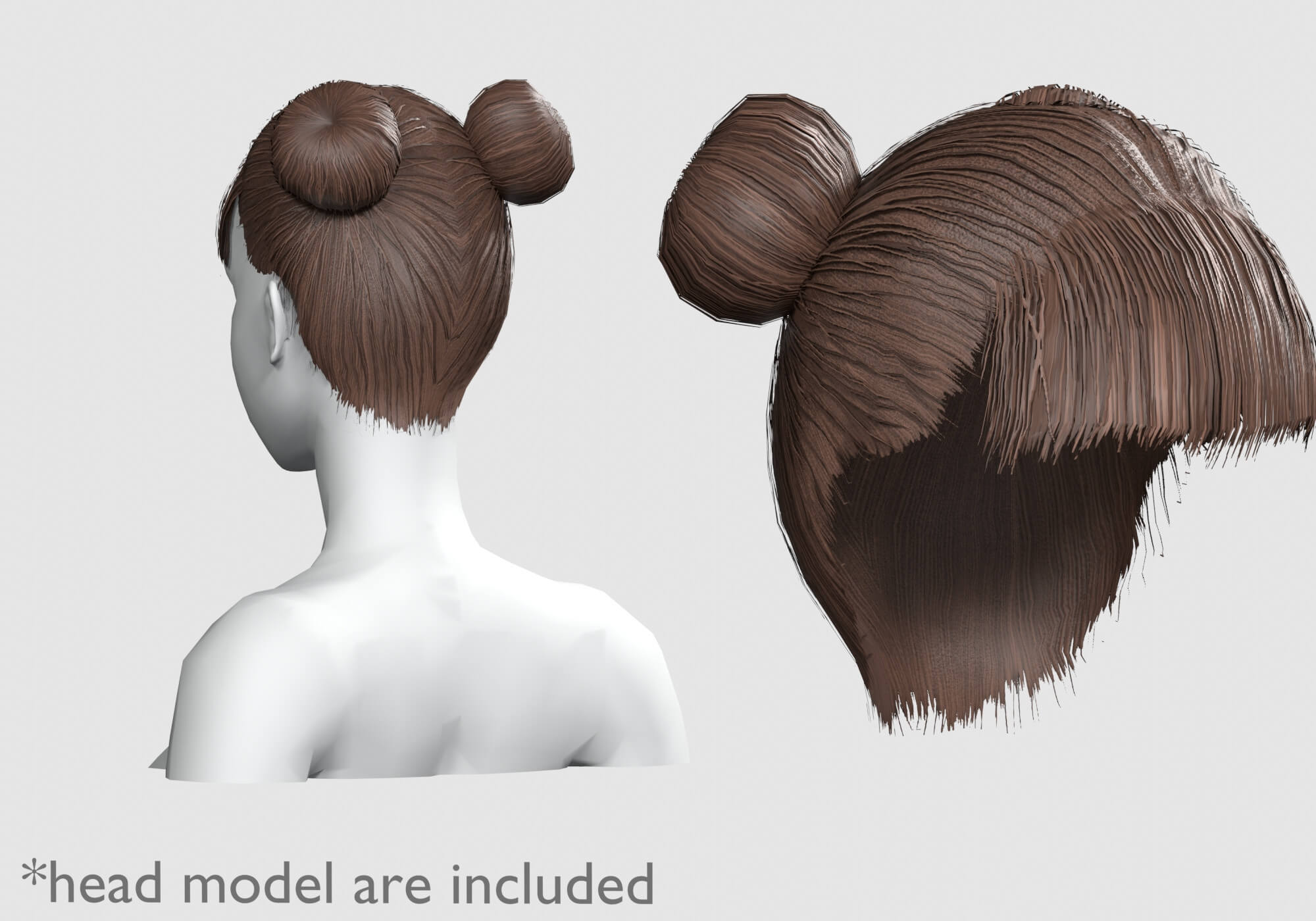 Two Bun Hairstyle V4702 - 3D Model by nickianimations