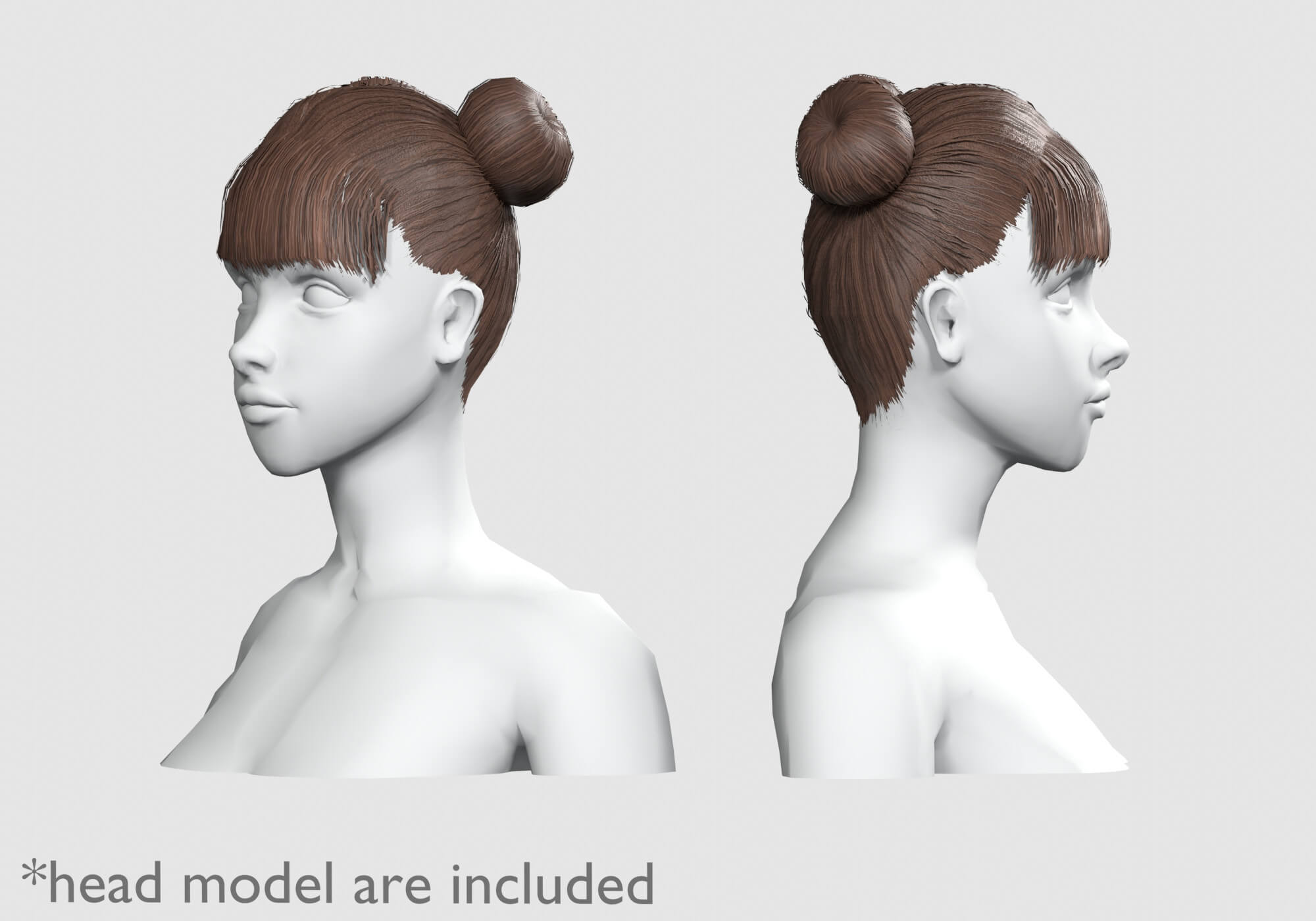 Two Bun Hairstyle V4702 - 3D Model by nickianimations